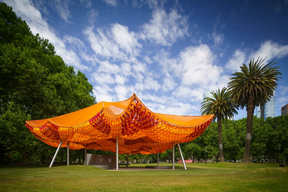 MPavilion 2022 experiments with fabric-based architecture | ArchitectureAu