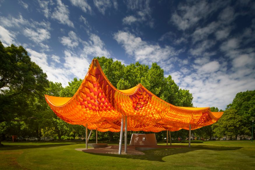 MPavilion 2022 experiments with fabric-based architecture | ArchitectureAu